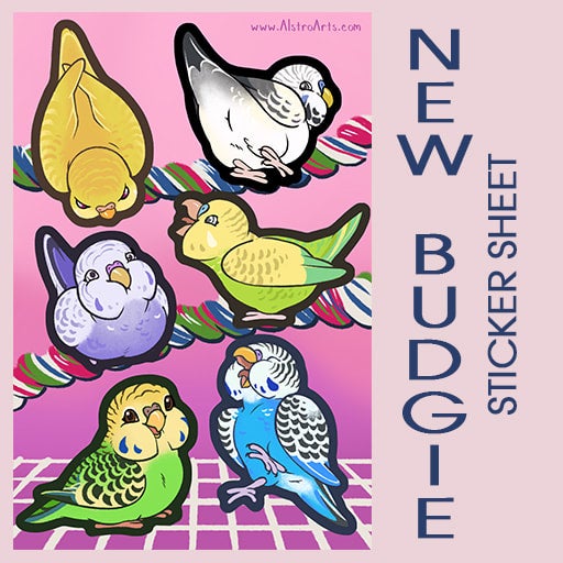 Budgie Sticker Sheets | Alstro Arts Store