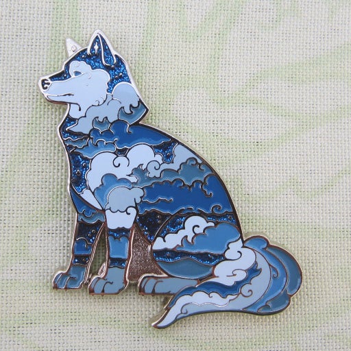 Cloud Wolf Enamel Pin : Wild Sky Version 2 | Alstro Arts Store