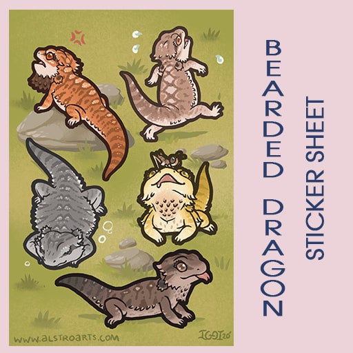 Bearded Dragon Sticker Sheet | Alstro Arts Store
